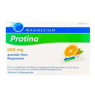 Magnesium Protina 400 mg – 50 sticks pulver | Vitamin1.no